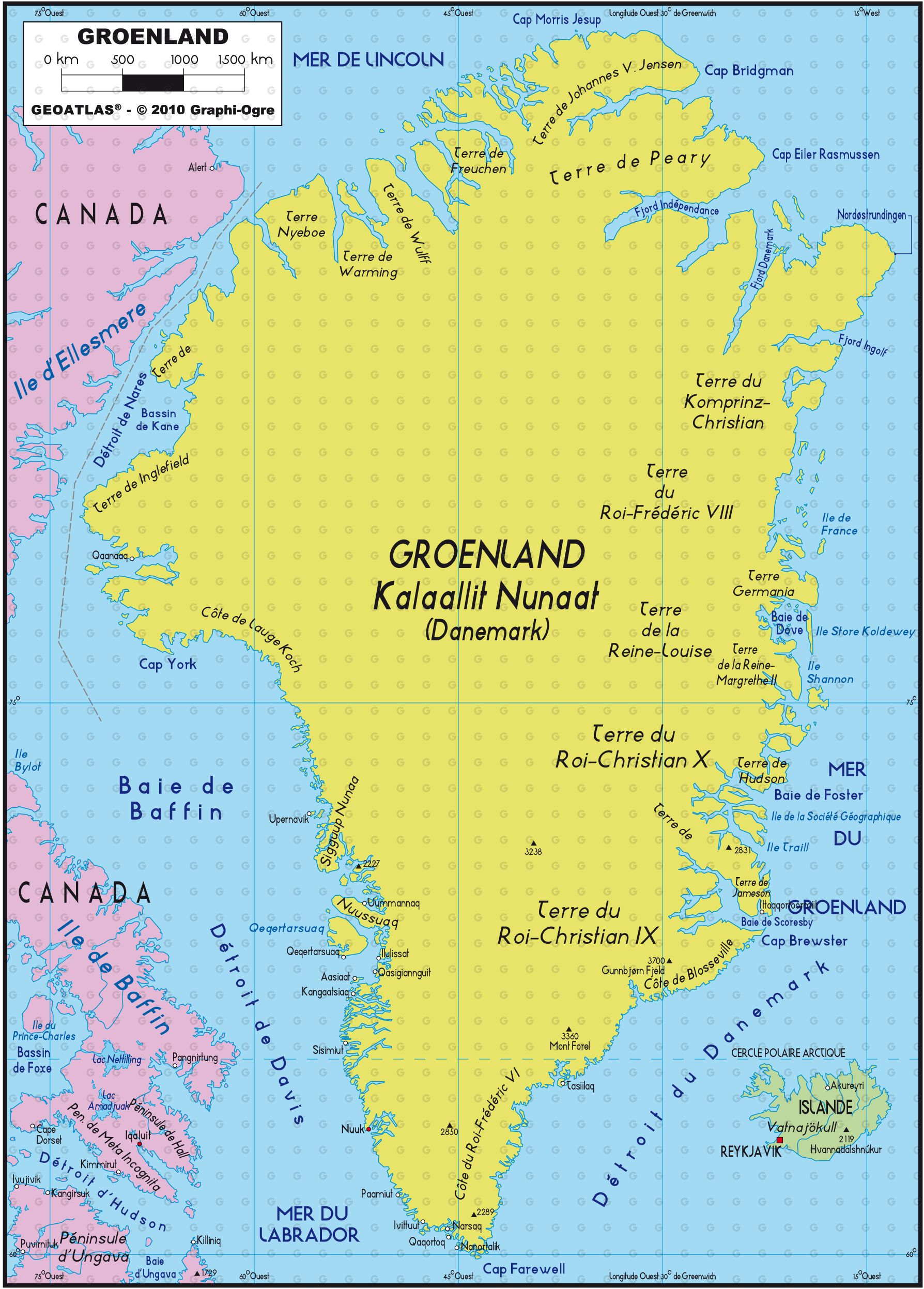 Greenland Island Detailed Editable Map Regions Stock Vector, 56% OFF